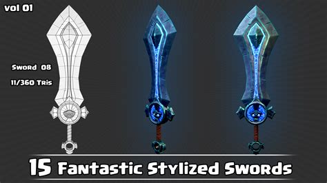 Artstation 15 Stylized Swords Game Ready Game Assets