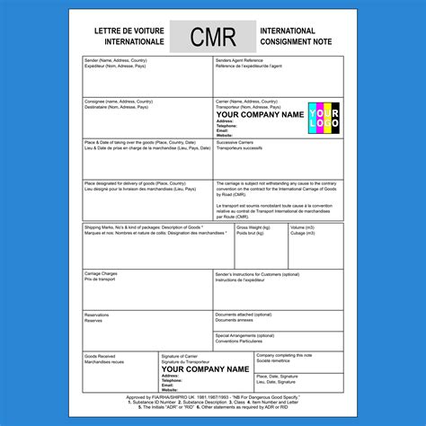 Cmr International Consignment Delivery Note Ncr Pads Printing Md