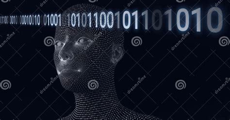 Composition Of Human Bust And Binary Coding Processing Stock Illustration Illustration Of