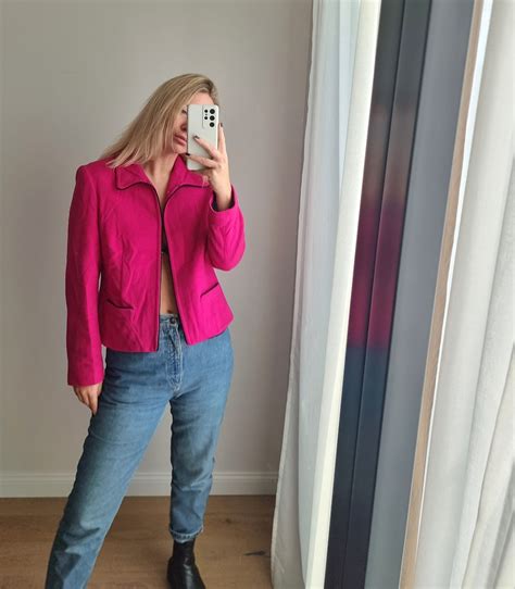 Fuchsia Pink Blazer Hot Pink Jacket Pink Wool Blazer Cashmere Jacket Cashmere Blazer