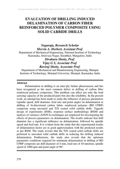 pdf evaluation of drilling induced delamination of carbon fiber