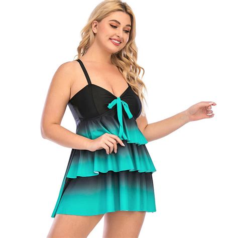 Plus Size Ruffle Two Piece Swimsuit Multicolor Plus Curvves