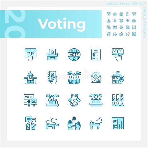 Editable Pixel Perfect Blue Voting Icons Set Stock Illustration