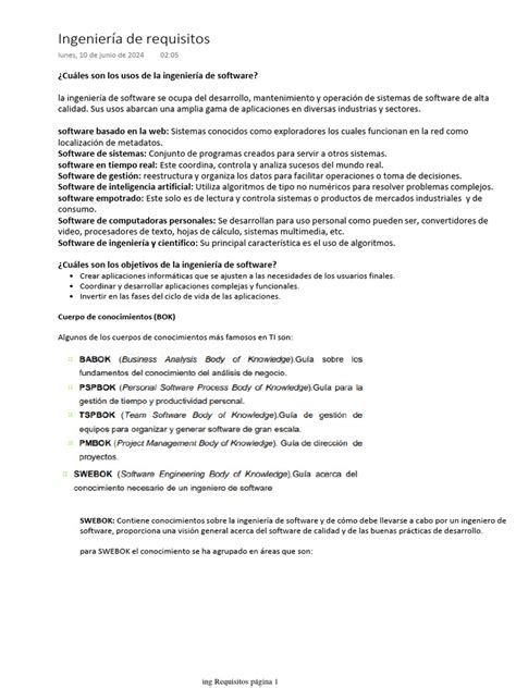 Ingeniería De Requisitos Parte1 Resumen Pdf Software