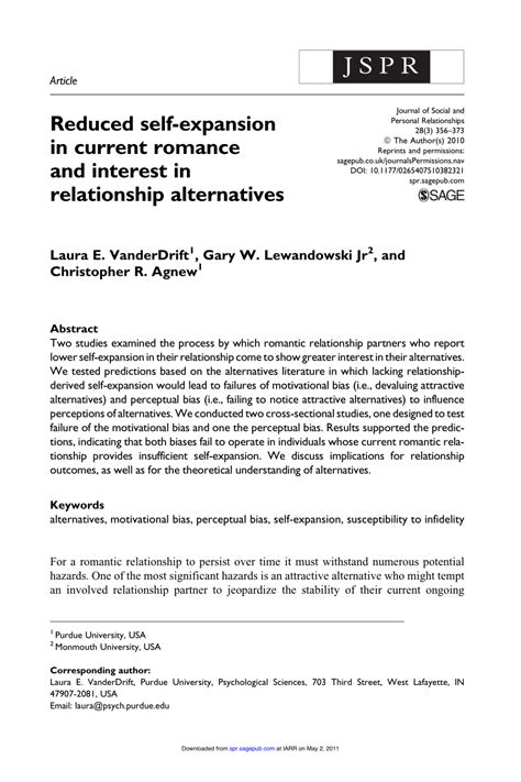 Pdf Reduced Self Expansion In Current Romance And Interest In