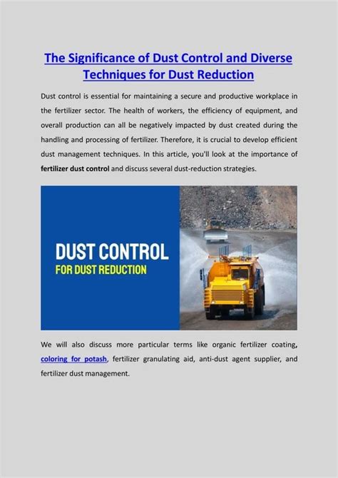 Ppt The Significance Of Dust Control And Diverse Techniques For Dust