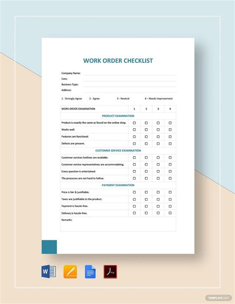 Free Work Checklist Templates Editable And Printable