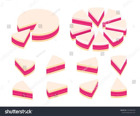 Pieces Pie Cake Infographics Cut Whole Cake Slice Parts Split Isometric View Vector Stock