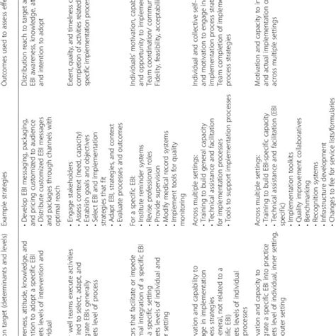 five classifications for implementation strategies download table