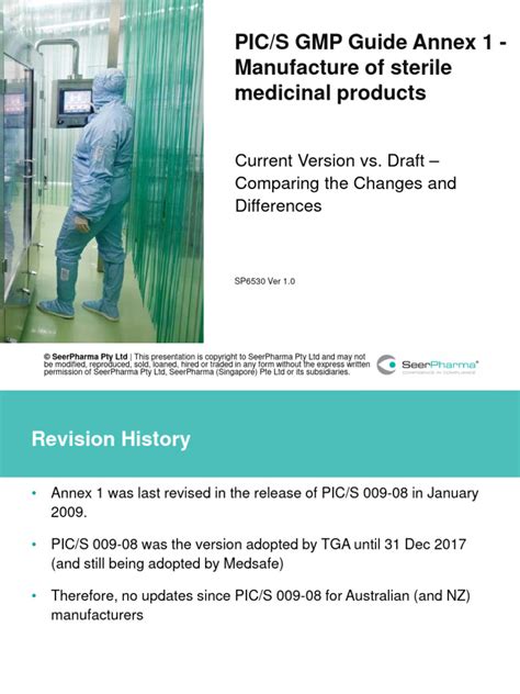 Pics Gmp Guide To Annex 1 Manufacture Of Sterile Medicinal Products