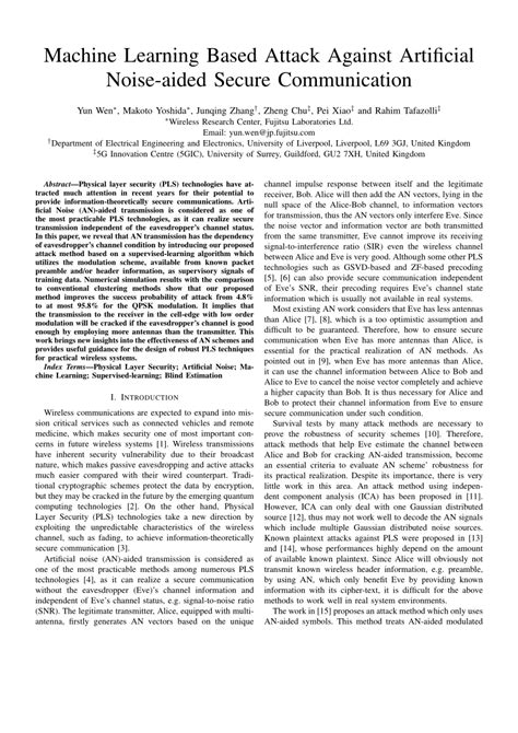 Pdf Machine Learning Based Attack Against Artificial Noise Aided