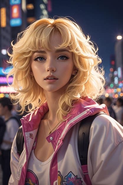 Premium Photo Asian Girl In City Pop Style 80s Vintage Pastel Color