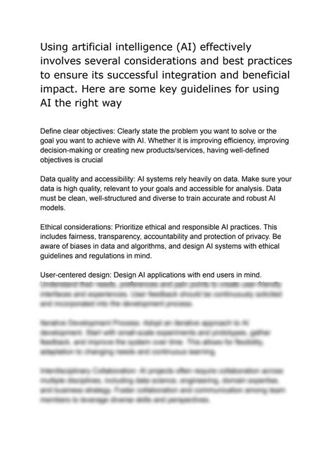 Solution Using Artificial Intelligence Ai Effectively Involves Several Considerations And Best