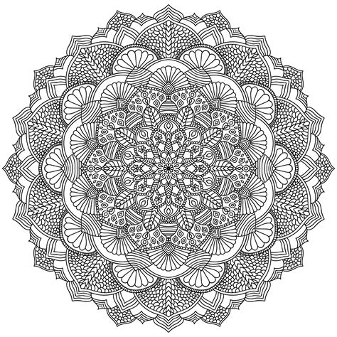 Complex Mandala With Vegetal And Floral Elements Very Difficult Mandalas For Adults