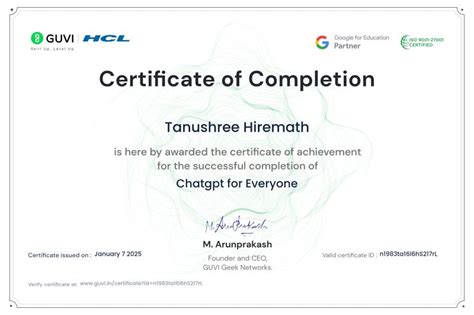Ai Chatgpt Learning Guvi Certification Chatbot Tanushree Hiremath