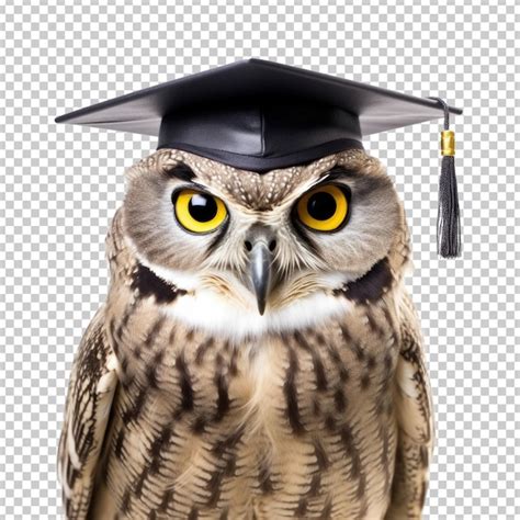 투명 한 배경에 고립 된 졸업 모자를 쓰고 올빼미 프리미엄 Ai 생성 Psd