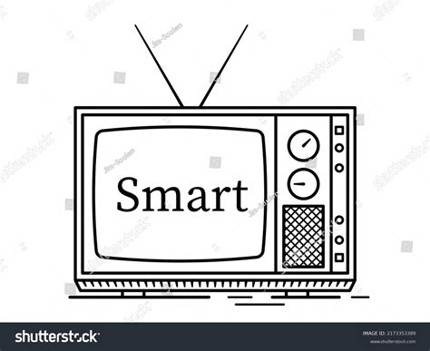 Classic Television Box Outline Isolated On Stock Vector Royalty Free