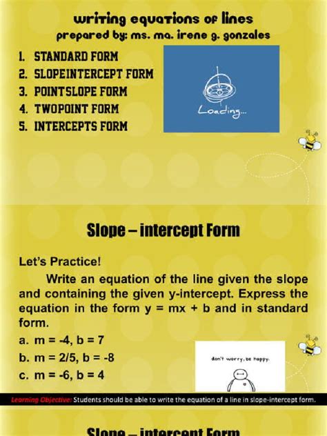 2 Equation Of Lines Intercept Form Pdf