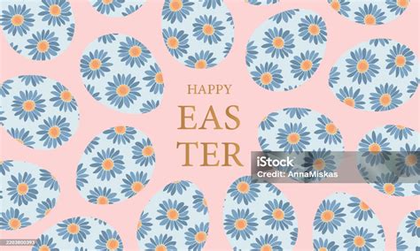 인사말 배너 엽서 또는 파스텔 색상의 부활절 달걀 패턴이있는 수평 포스터에 대한 행복한 부활절 디자인 부활절 포장 광고 및