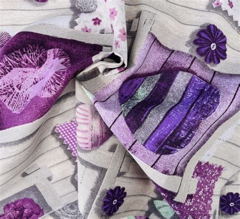 Tela de loneta Corazón malva Textiles Gomera