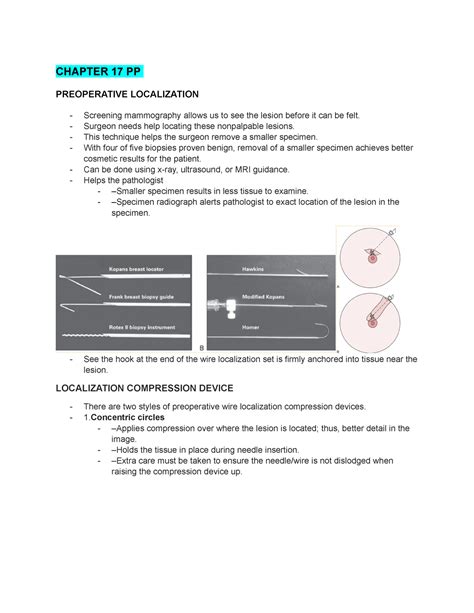 Mammo Exam 4 Xxxxxxxxx Chapter 17 Pp Preoperative Localization