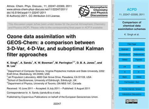 Pdf Ozone Data Assimilation With Geos Chem A Comparison Between 3 D Var 4 D Var And