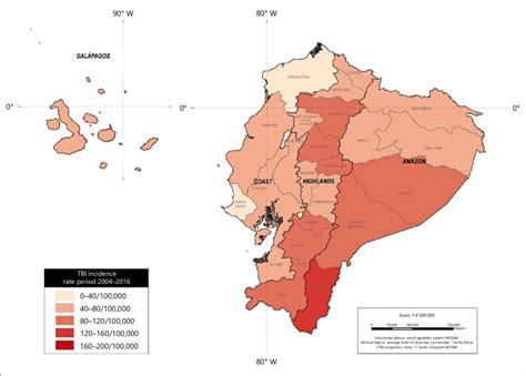 Tbi Incidence Rate Per 100000 By Province From 2004 To 2016