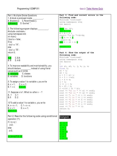 Programming I Comp 011 1 A Block Is Enclosed Inside Pdf