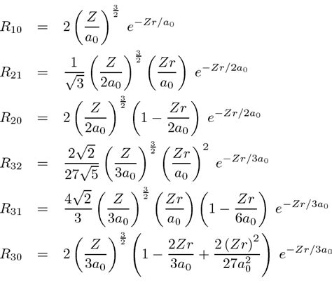 the radial wavefunction solutions