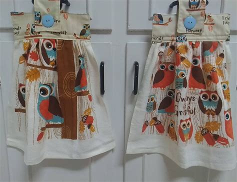 Owl Kitchen Towel Set For Fall Or Year Etsy Owl Kitchen Kitchen