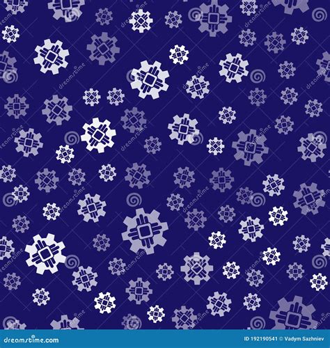 white processor icon isolated seamless pattern on blue background cpu