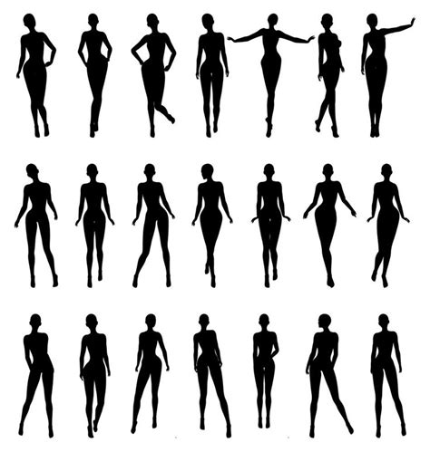 Model Pose Template Body Silhouette For Fashion Design Female