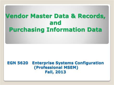 5 Vendor Master Data