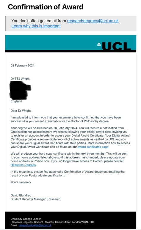 Very Please To Say That I Have Just Received Confirmation That I Have Completed My Phd Still