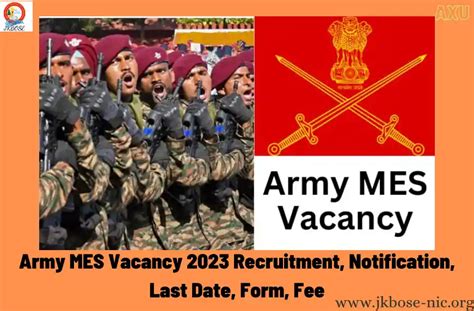 Army Mes Vacancy 2023 Recruitment Notification Last Date Form Fee