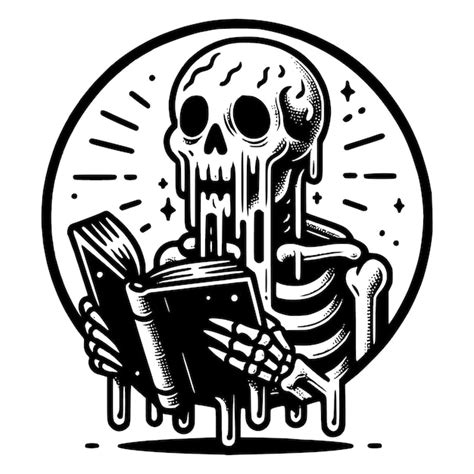 Skeleton Reading A Book Svg Black Vector Premium Ai Generated Vector
