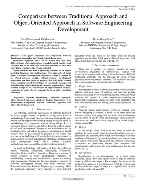 Pdf Comparison Between Traditional Approach And Object Oriented