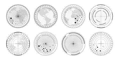 지도와 표적 디스플레이가 있는 사실적인 군용 수중 음파 탐지기 레이더 적의 보호 및 공격을 위한 벡터 전쟁 및 방어 표적 및 현대 기술 육군은 수색과 스캐너를 목표로 합니다