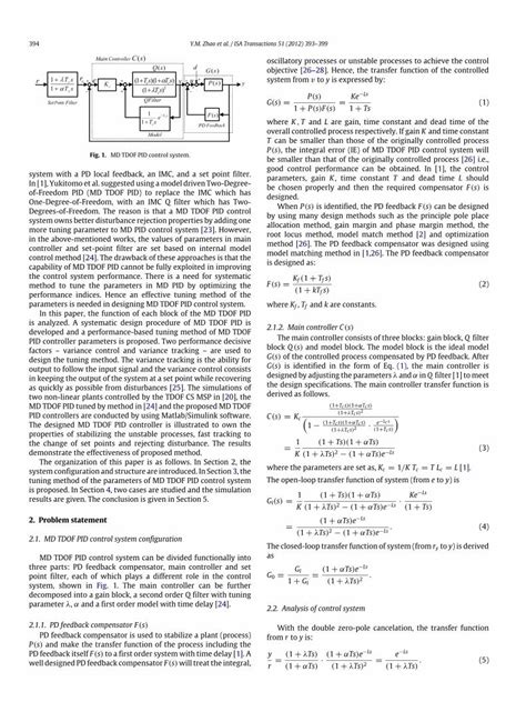 pdf performance based parameter tuning method of model driven pid