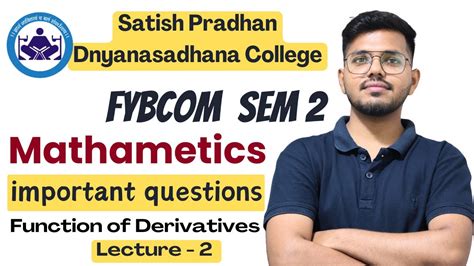 Fybcom Sem 2 Maths Function Of Derivatives Lecture 2 Fybcom Maths Sem 2 Youtube