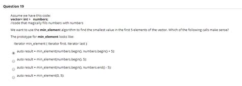 Solved Question 19 Assume We Have This Code Vector