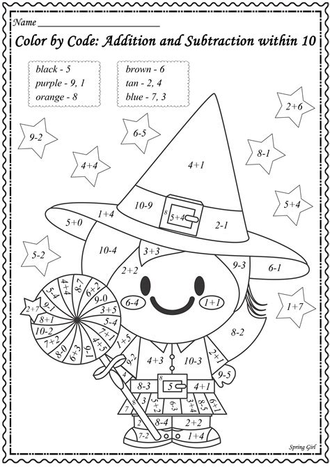 Halloween Math Color By Number Worksheets Worksheets Library