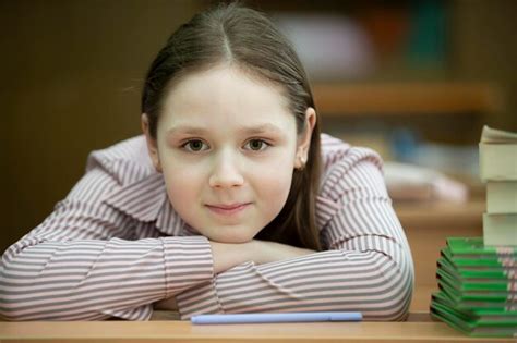 Premium Photo The Schoolgirl Was Tired And Put Her Head On The Desk