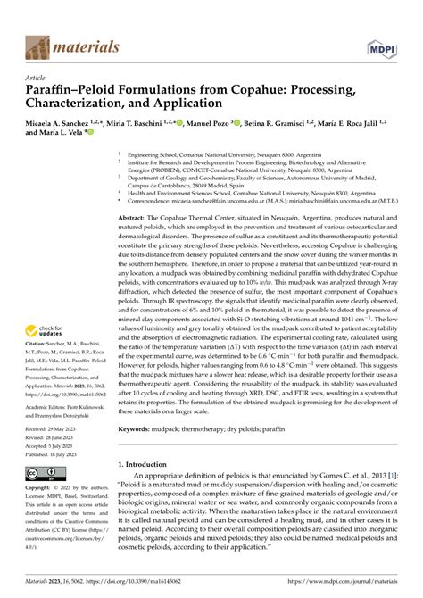 PDF Paraffin Peloid Formulations From Copahue Processing