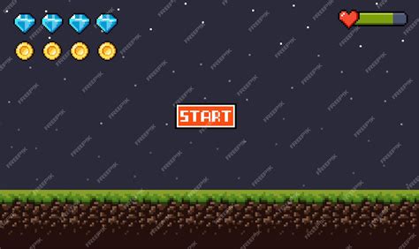 Premium Vector Pixel Art Game Scene With Ground Grass Trees Sky
