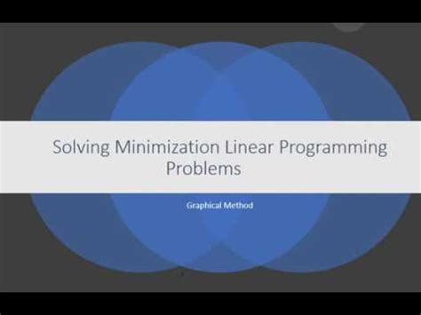 Graphical solution of a minimization Linear Programming Problem - YouTube