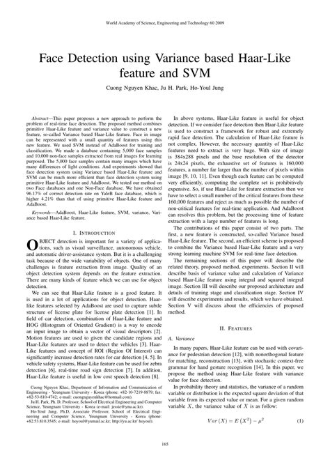 Pdf Face Detection Using Variance Based Haar Like Feature And Svm
