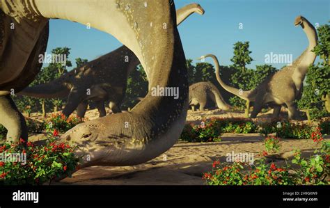Alamosaurus Eating Berries Group Of Dinosaurs From The Late Cretaceous