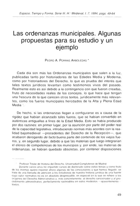 Pdf Las Ordenanzas Municipales Algunas Propuestas Para Su Estudio Y