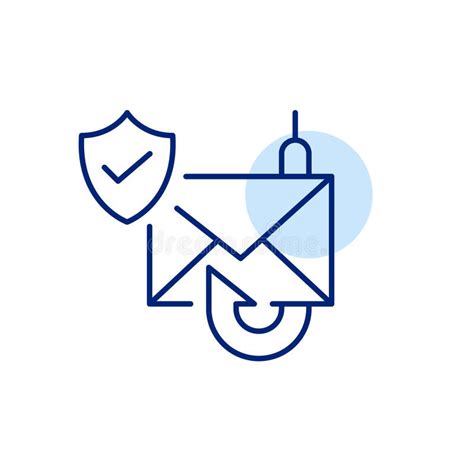E Mail Phishing Attack Protection Pixel Perfect Editable Stroke Icon Stock Vector